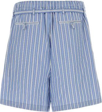 Saint Laurent Striped Poplin Bermuda Shorts - Blue