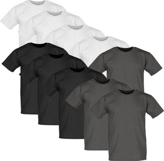 Fruit Of The Loom Valueweight T Shirt 10er-Pack Herren, 4xWhite+3xBlack+3xLightGraphite, XXL