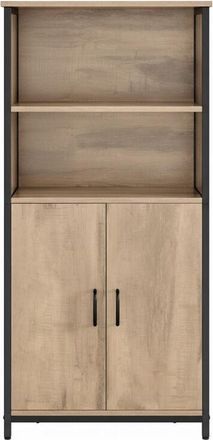 Vasagle Meuble de Rangement, 2 Compartiment Ouverts, Placad, Cadre en Acier, Marron et Noir