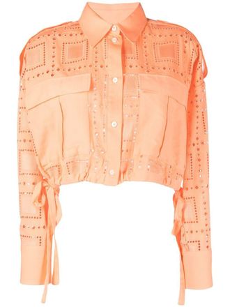 Msgm chemise crop en broderie anglaise - Orange