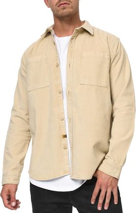 Indicode Herren Thyge Kordhemd aus Baumwolle | Herrenhemd Kord Cord Freizeithemd Cornstalk, XL