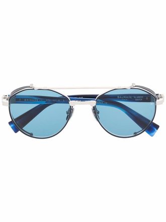 Balmain lunettes de soleil &agrave; monture ronde - Bleu