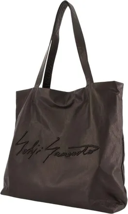 Yohji Yamamoto Unisex L Shopper Bag - Yohji Yamamoto Leather Black Cowhide Totes-Shopping-Bags