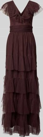 Lace & Beads Maxikleid mit V-Ausschnitt und Taillenband