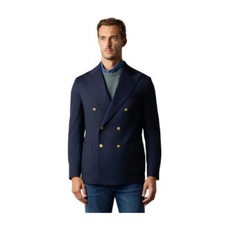 Brooks Brothers Homme, Vestes, Bleu, Taille: 3XL Blazer Crois&eacute; en Laine Vierge avec Boutons Dor&eacute;s