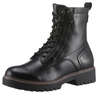 Tamaris Schn&uuml;rboots TAMARIS, Damen, Gr. 37, schwarz, Glattleder, Lederimitat, unifarben, Schuhe Schn&uuml;rboots, Blockabsatz, Schn&uuml;rstiefelette, Combat-Boots mit 