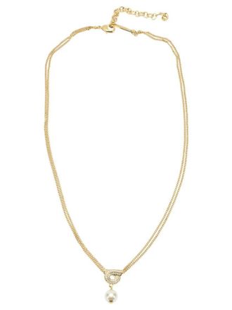 Ferragamo Halskette - Double-Strand Gancini Necklace With Pearl Drop - Gr. unisize - in Mehrfarbig - f&uuml;r Damen
