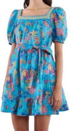 Saloni Blaues Mosaikmeer Kleid - - Dresses - Damen - Blau - XS