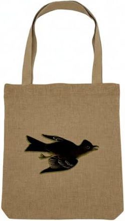 Fabulous Sac Shopping Tote Bag Aspect Lin - Sayornis Oiseau Planche Botanique Biologie Illustration Ancienne - Sac de Courses Toile Epaisse 360g Beige Naturel 