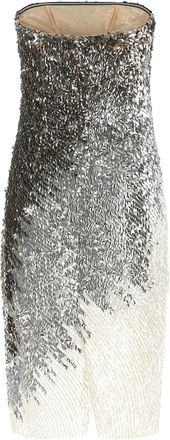 Elisabetta Franchi Sequin-Embroidered Tulle Dress - Silver