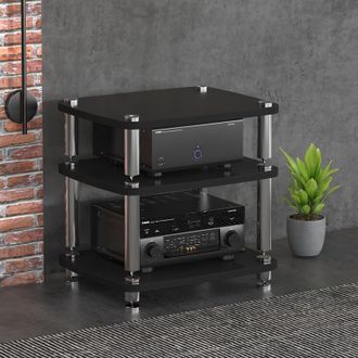 Generic HiFi Regal 4-stufiges Stereo-St&auml;nder, HiFi-Lautsprechergeh&auml;use Mit Vibrationsd&auml;mpfung, Modernes Stereo-Rack Aus Holz for Gaming, Besprechungsr&auml;ume, Wo