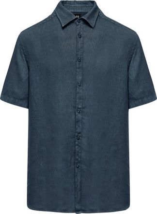 Bomboogie Homme, Chemises, Bleu, Taille: L Chemise &agrave; Manches Courtes en Lin