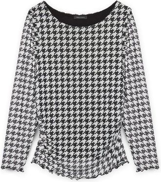 Fiorella Rubino Femme, Blouses et Chemises, Noir, Taille: 42 FR T-shirt en tulle avec motif pied-de-poule