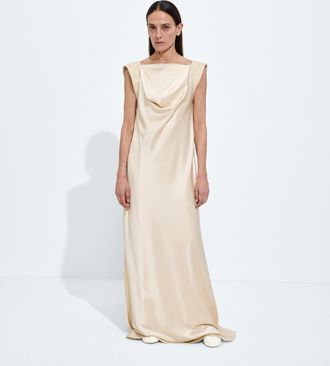 Bottega Veneta Robe en satin de soie fluide - Beige - Femme - 34