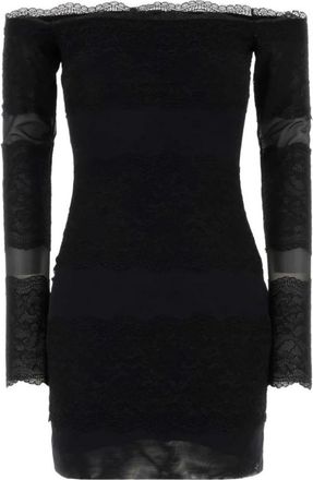 Blumarine Femme, Robes, Noir, Taille: 42 FR Robe Mini en Dentelle &agrave; &Eacute;paules D&eacute;nud&eacute;es