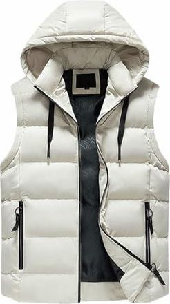 ICEGREY Doudoune sans Manche Gilet pour Homme &agrave; Capuche Hiver Puffer Blouson Chaud Veste, Beige Blanc