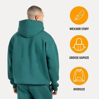 Smilodox Hoodie Lorik, Oversize Kapuzenpullover mit gro&szlig;em Frontprint auf der Brust weicher und flauschiger Stoff K&auml;ngurutasche Pulli Alltag Streetstyle