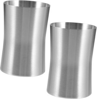 Valiclud 2 Stück Edelstahl Mundspülbecher Kompakt Rostfrei Reisebecher Badezimmerbecher Multifunktional Spülbecher Zahnputzbecher für Unterwegs