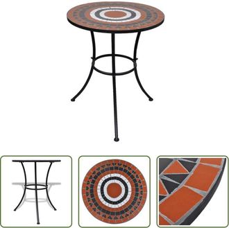 vidaXL Gartentisch - Bistrotisch Terrakotta-Rot und Wei&szlig; 60 cm Mosaik