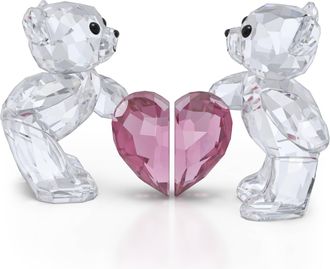 Swarovski Kris B&auml;r Traumpartner, Romantische Kristallfigur mit Rosa Herz und Strahlenden Kristallen, Gr&ouml;&szlig;e: 4.3 x 3.6 x 6.6 cm
