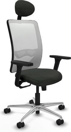 Piqueras y Crespo Schreibtischstuhl aus Netzstoff mit schwarzen Armlehnen, h&ouml;henverstellbare Lendenwirbelst&uuml;tze und festes Kopfteil, ausgestattet mit 3 Positionen und S