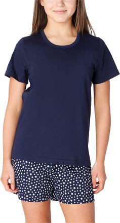 Merry Style Damen Schlafanzug Zweiteiler Pyjama lang bunt mit Muster MS10-268 (Marine/Sterne, 158)