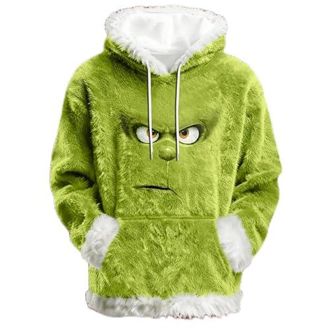 Generic Le Grinch Sweat A Capuche Femme Vêtements Christmas Plaid Chaud Pyjama Costume Pilou Femmes Adulte Oversize Sweatshirts Noel The Vetement Pulls Moche 