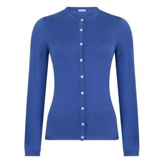Malo Fitted Button Cardigan - - Knitwear - Damen - Blau - L