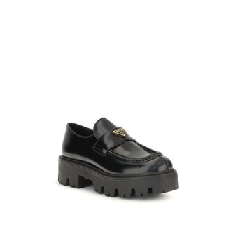 Prada Brushed Calf Leather Loafer - Black