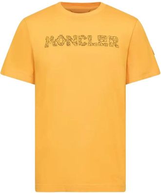 Moncler 8C00025 T-Shirt mit gesticktem Logo - - Tops - Herren - Gelb - M