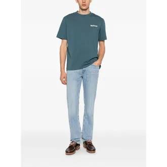 Barbour Logo-Embroidered Cotton T-Shirt - Blue