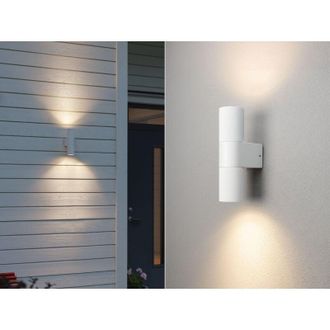 Konstsmide Up and Down Außenwandleuchte temi Aluminium Weiß, Höhe 23,5cm