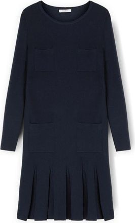 Motivi Femme, Robes, Bleu, Taille: 36 FR Robe Trap&egrave;ze en Tricot avec Poches