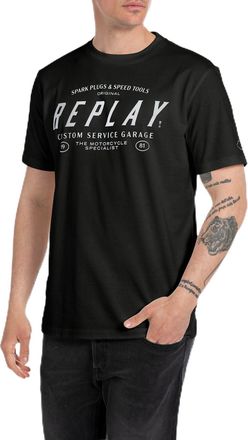 Replay Herren T-Shirt Kurzarm aus Baumwolle, Black 098 (Schwarz), XL