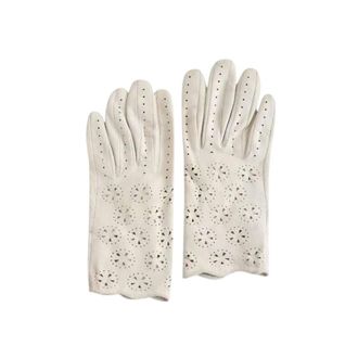 Herm&egrave;s Gants en cuir Pre-owned - Femme - Pre-owned - Blanc - Taille: ONE Size