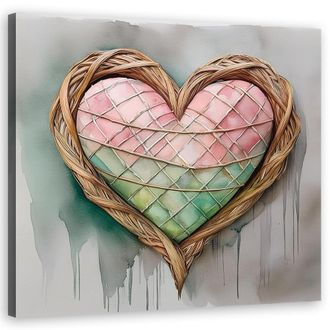 Feeby Leinwand Bilder - Herz Liebe Shabby Chic - Vlies 60x60 cm - Deko Wohnzimmer - Wandbilder Schlafzimmer - Deko Aesthetic - Wand Deko - Leinwand Groß - D