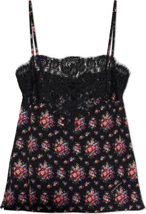 Dolce & Gabbana Femme, Tops, Noir, Taille: 34 FR Floral Motif Spaghetti Strap Top