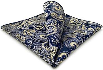 Shlax & Wing Carrés de Poche Pour Hommes Bleu et Or Paisley Mariage