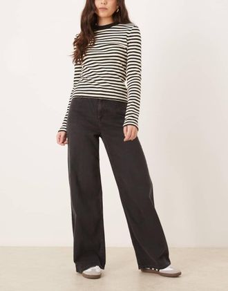 Lee Stella - Weite Jeans in Schwarz mit hohem Bund