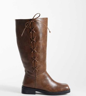 Public Desire Saffron - Bottes hauteur genou &agrave; bout carr&eacute; - Marron fauve