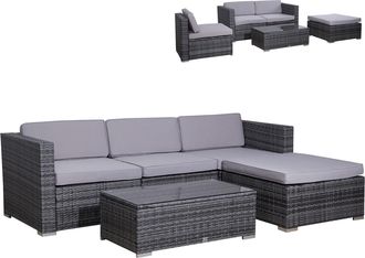 SVITA California Poly-Rattan Lounge Gartenset Sofa-Set Garnitur Gartenm&ouml;bel Couch-Set