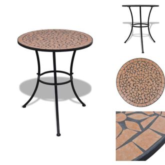 vidaXL Bistrotisch Terrakotta-Rot 60 cm Mosaik - Gartentisch - Mosaiktisch - Terracotta Tisch - Outdoor Tisch - Balkontisch
