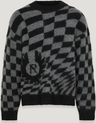 Belstaff Belstaff Pull En Maille Checkerboard X Represent pour homme Mélange alpaga et laine Gris ombre Taille 2XL