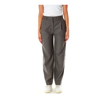 Sams&oslash;e & Sams&oslash;e High-Waisted Straight Hosen - - Trousers - Damen - Grau - L