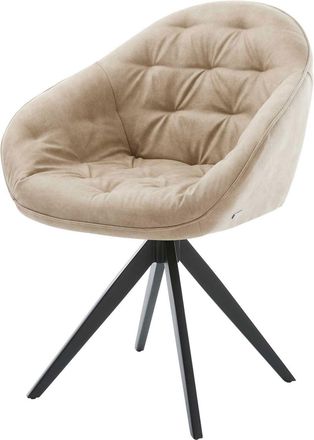 DELIFE Polsterstuhl Gaio-Flex Kreuzgestell kantig Schwarz Mikrofaser Beige Vintage