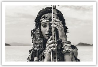 Arttor Poster ohne Rahmen Frau ethnisch Schmuck Deko 91x61cm Wandposter Art Prints Wandbilder Dekoration Wohnzimmer Schlafzimmer Küche Wanddeko Bild Wand Kun