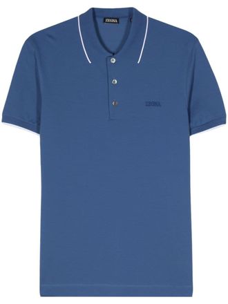 Ermenegildo Zegna polo à logo imprimé - Bleu