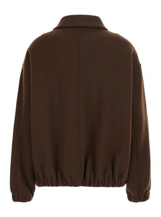 Jucca Womens Bomber Jacket High Collar Brown Wool Blend Coat