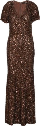 Rotate Pailletten-Midikleid mit V-Ausschnitt - - Dresses - Damen - Braun - L