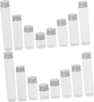 Valiclud 16 St&uuml;ck Teiliges Mini glasflaschen mit Aluminium schraubverschluss Transparente Kleine Fl&auml;schchen f&uuml;r Fl&uuml;ssigkeiten Dekorative Probengl&auml;ser f&uuml;r Kunst